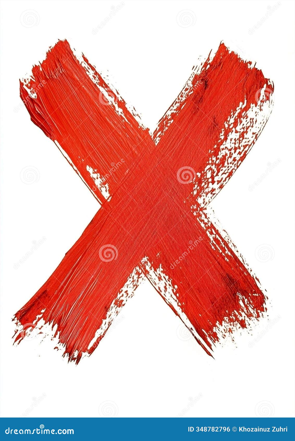 Bold Red Brushstroke X on White Background Symbol of Rejection or ...
