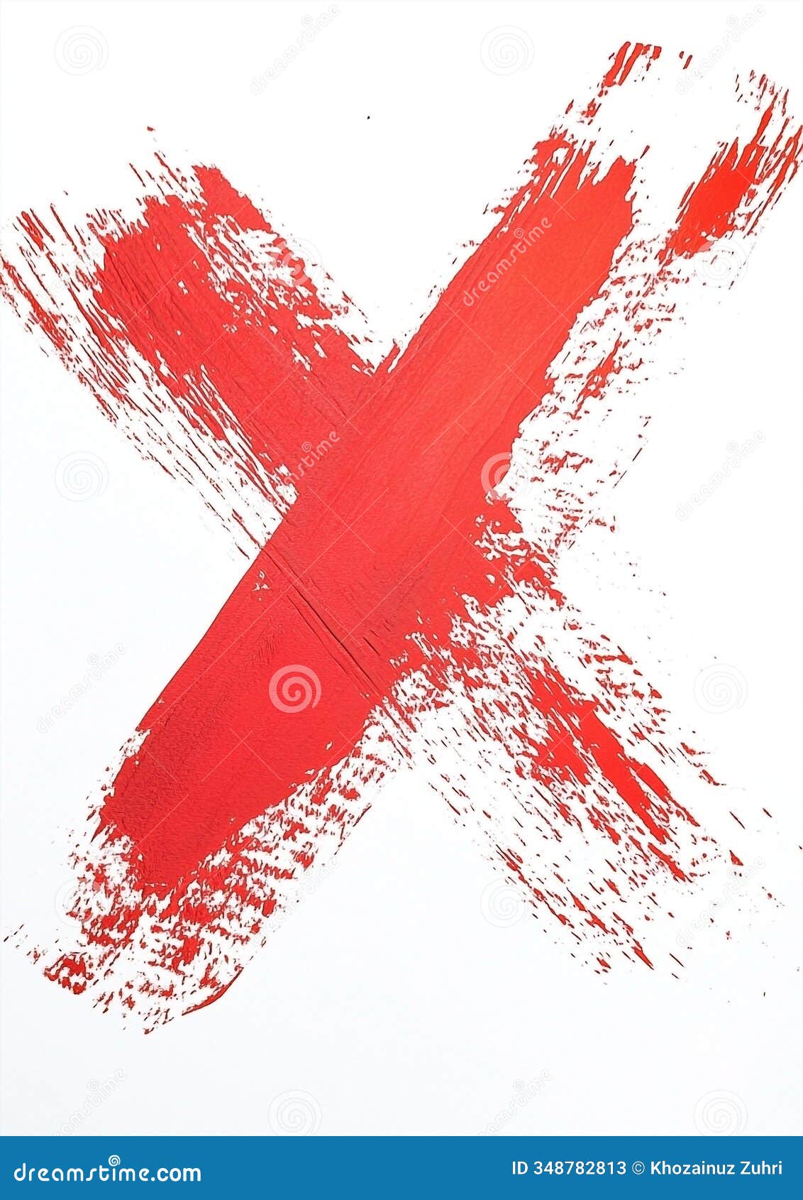 Bold Red Brushstroke X on White Background Symbol of Rejection or ...