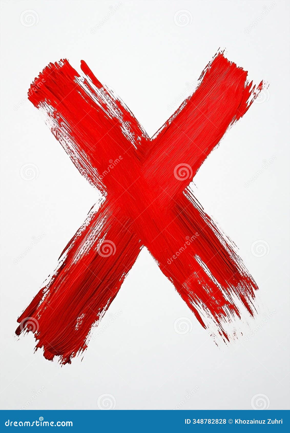 Bold Red Brushstroke X on White Background Symbol of Rejection or ...
