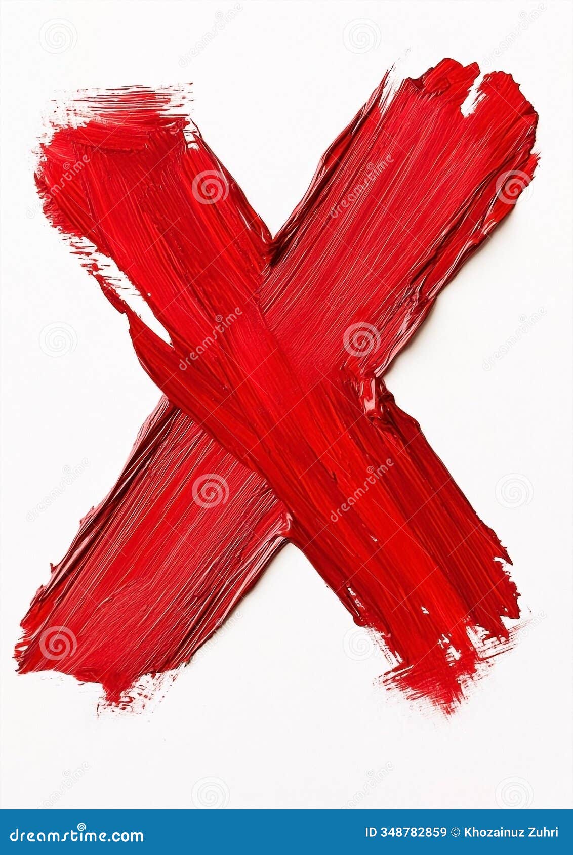 Bold Red Brushstroke X on White Background Symbol of Rejection or ...