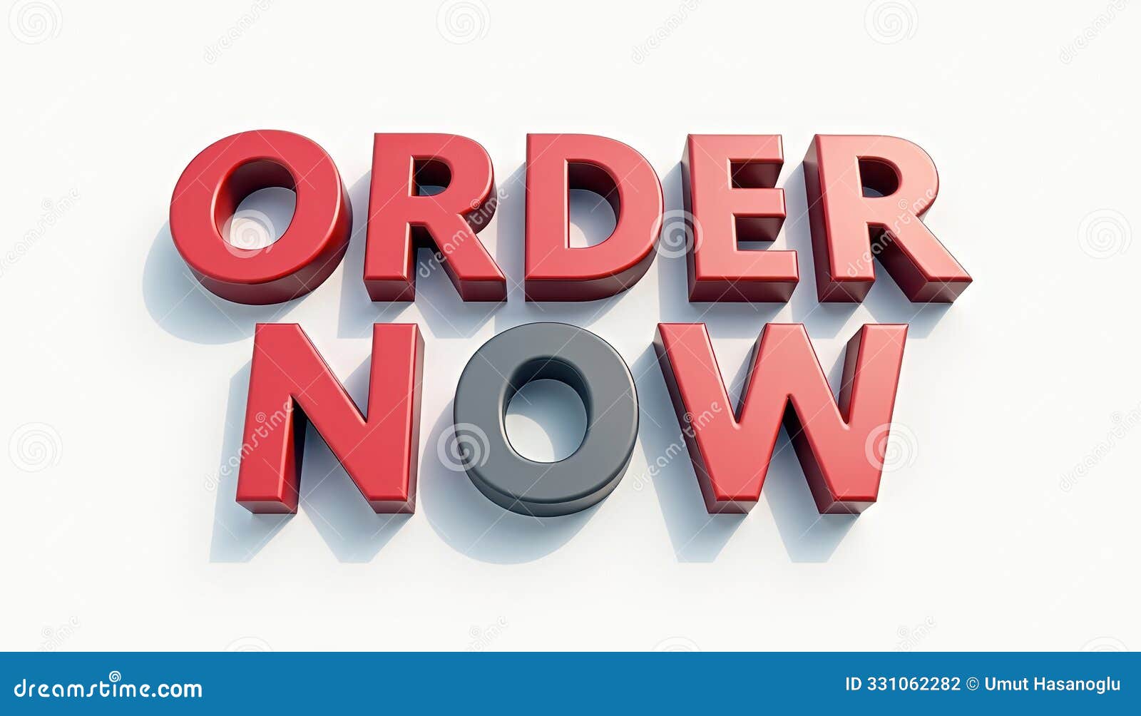 Bold Red and Grey Order Now Text in 3D on a White Background. Stock ...