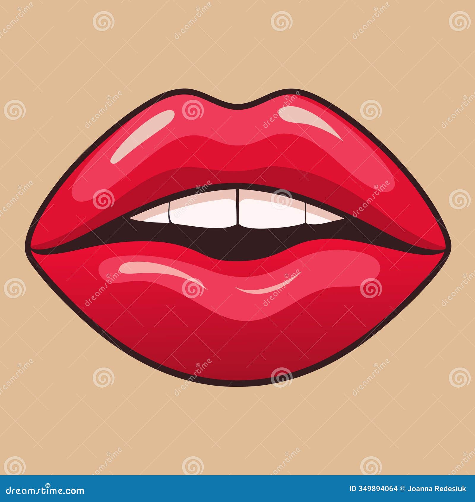 A Bold Red Lip Design is Set Against a Neutral Background, with Smooth ...