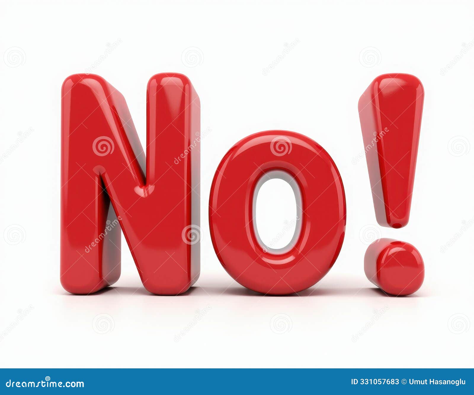 A Bold Red NO! in 3D Letters on a White Background. Stock Illustration ...