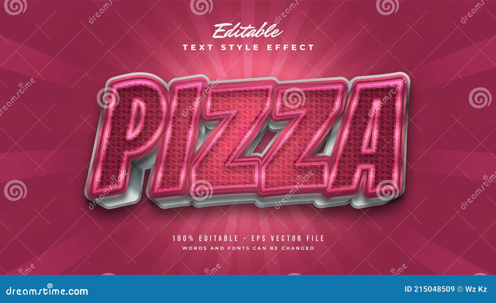 Bold Red Pizza Text Style with Checkered Texture Effect. Editable Text ...