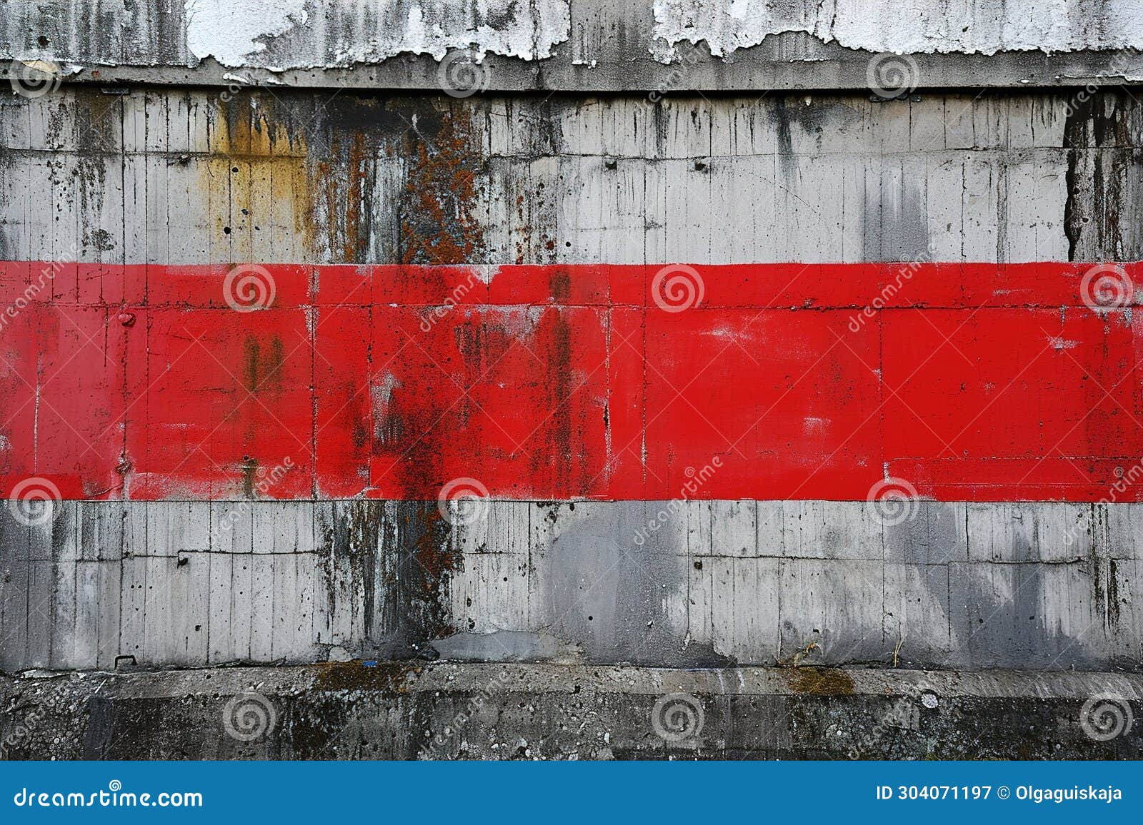 A Bold Red Rectangular Brushstroke Dominates a Concrete Wall, Offering ...