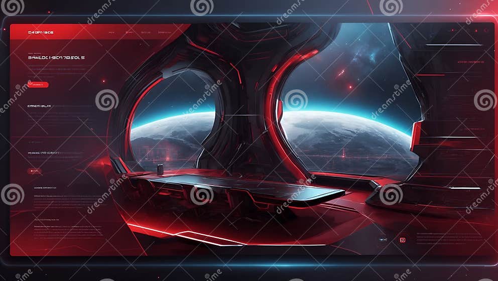 Bold Red Sci-fi Web Design: Futuristic High-tech Atmosphere. Ai Generated Stock Illustration ...