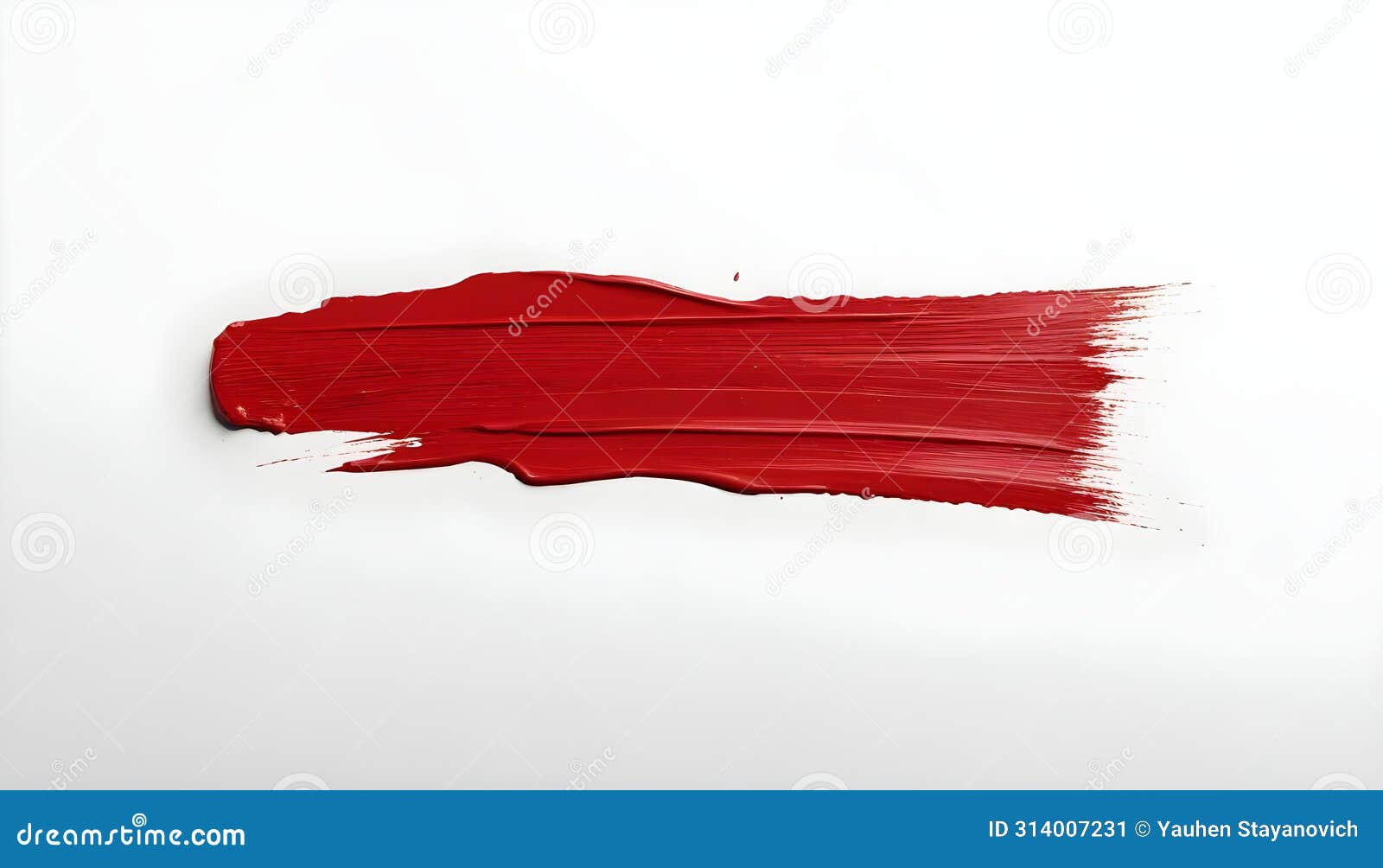 Bold Red Stroke of Paint with Brush Marks on a White Background Stock ...
