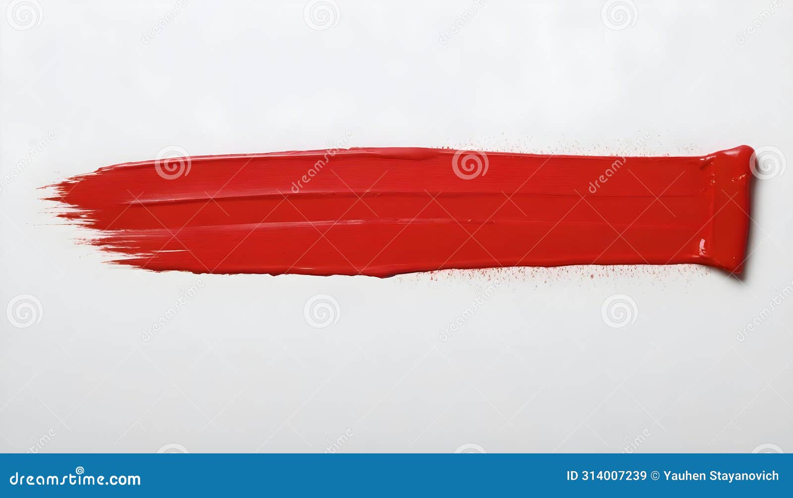 Bold Red Stroke of Paint with Brush Marks on a White Background Stock ...
