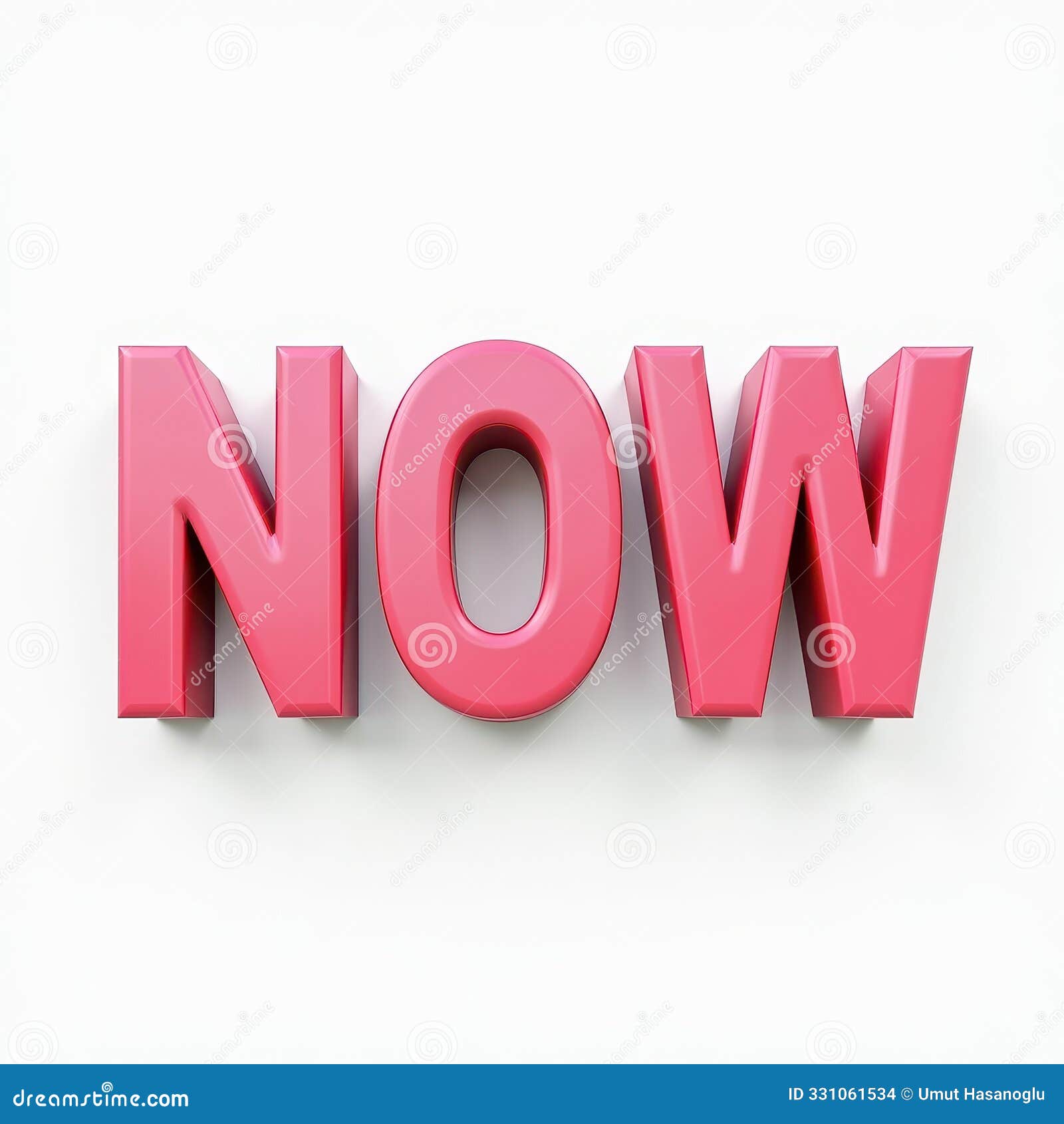 Bold Red Text NOW in 3D on a Clean White Background. Stock Illustration ...