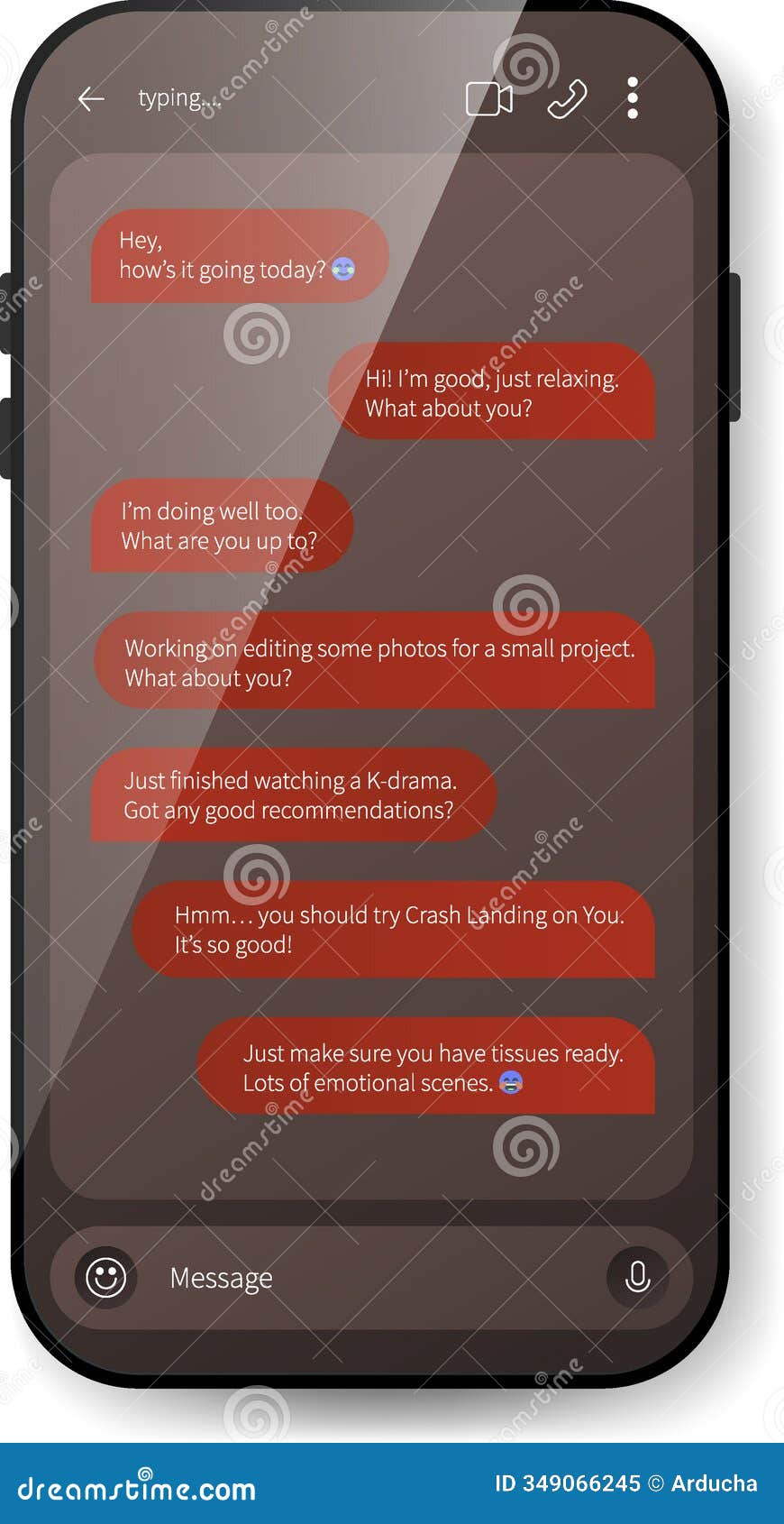Bold Red Themed Chat Interface Design with Minimal Layout Stock Vector ...