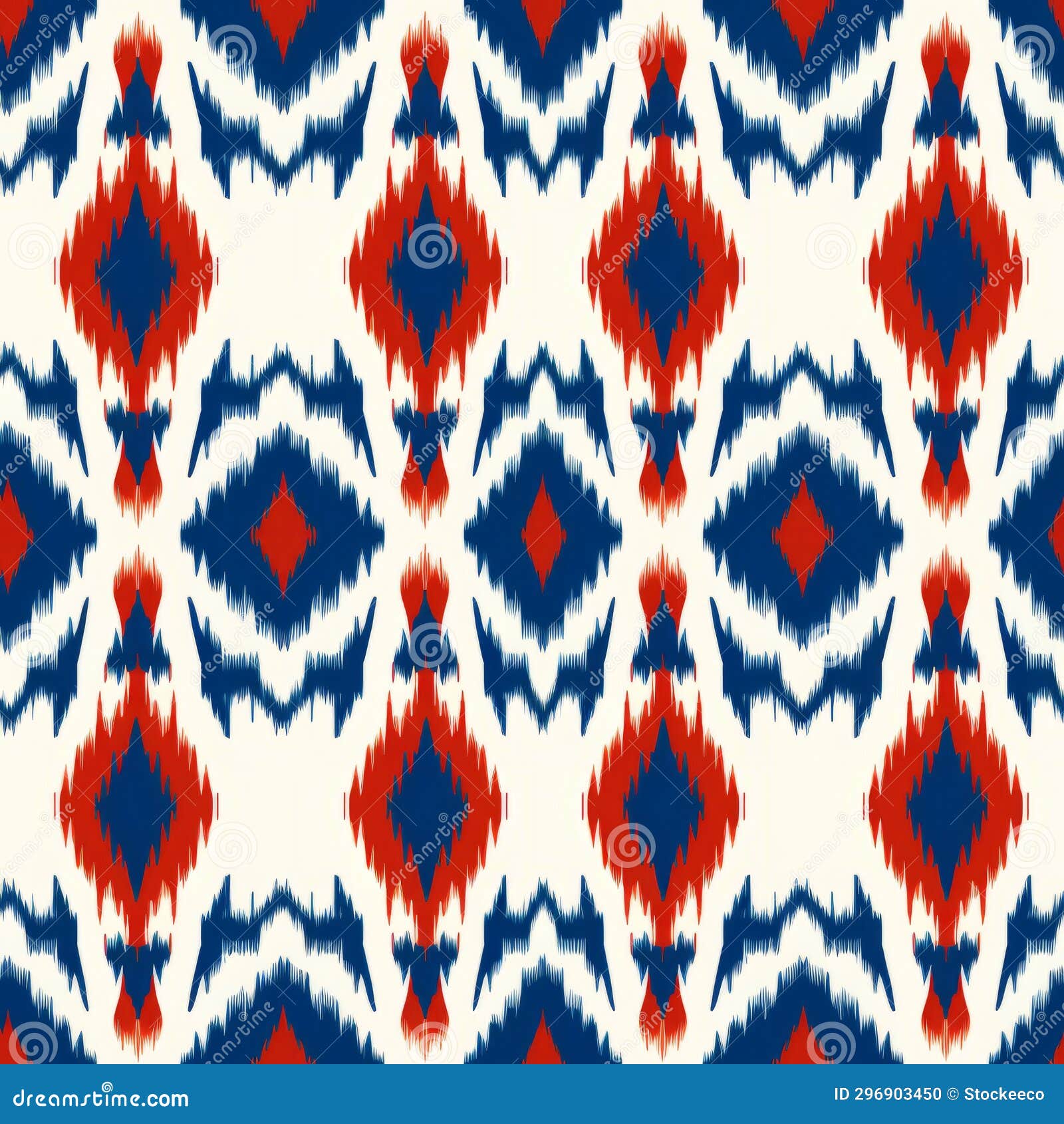Bold Red, White, and Blue Ikat Pattern with Organic and Geometric ...