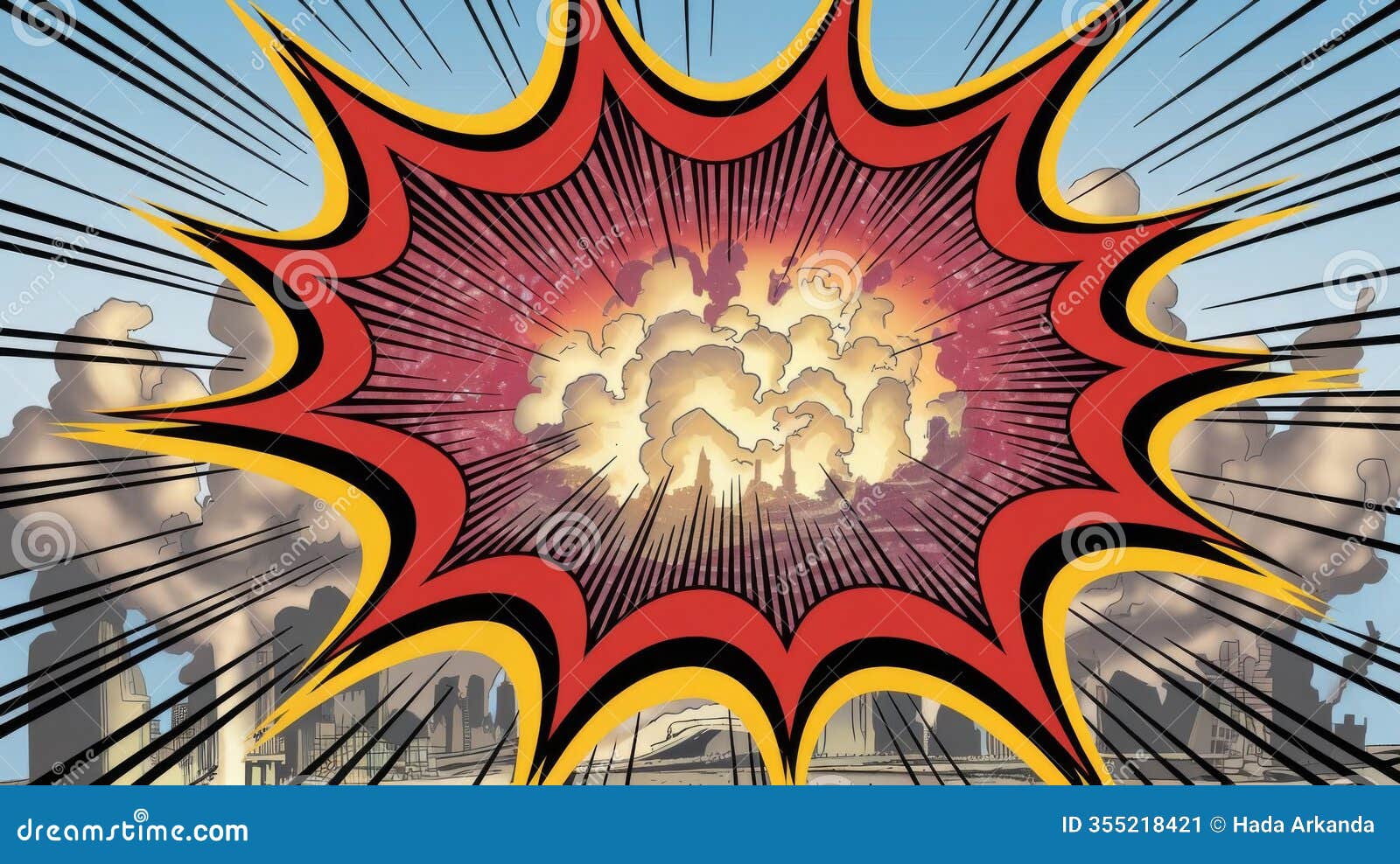 Bold Red and Yellow Explosion Frame in Comic Book Style for Dynamic ...