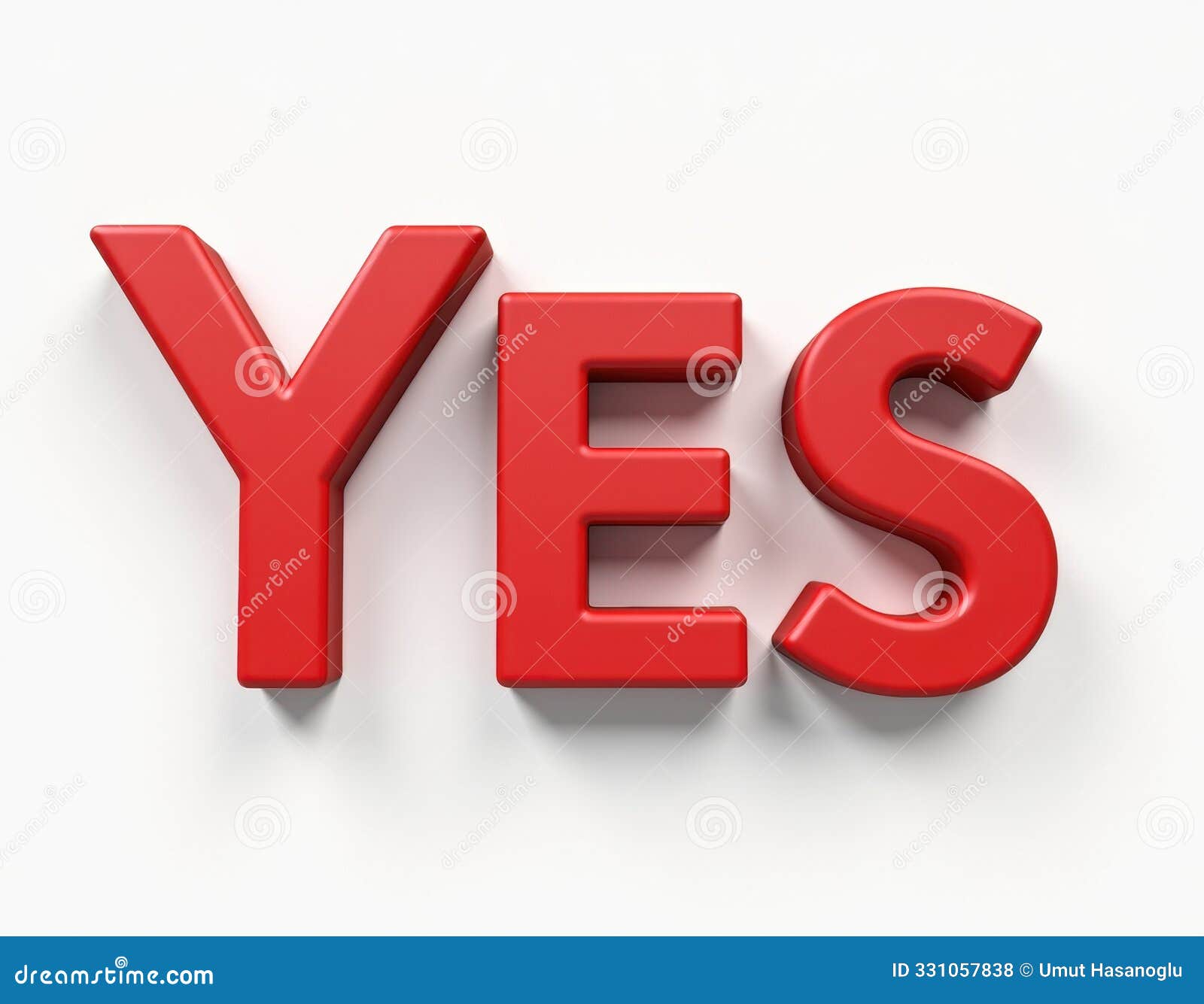 Bold Red YES Text on a White Background in 3D Rendering. Stock ...