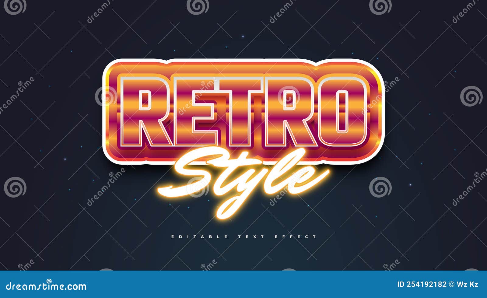 Bold Retro Text Style and Glowing Orange Neon Effect Stock Vector ...