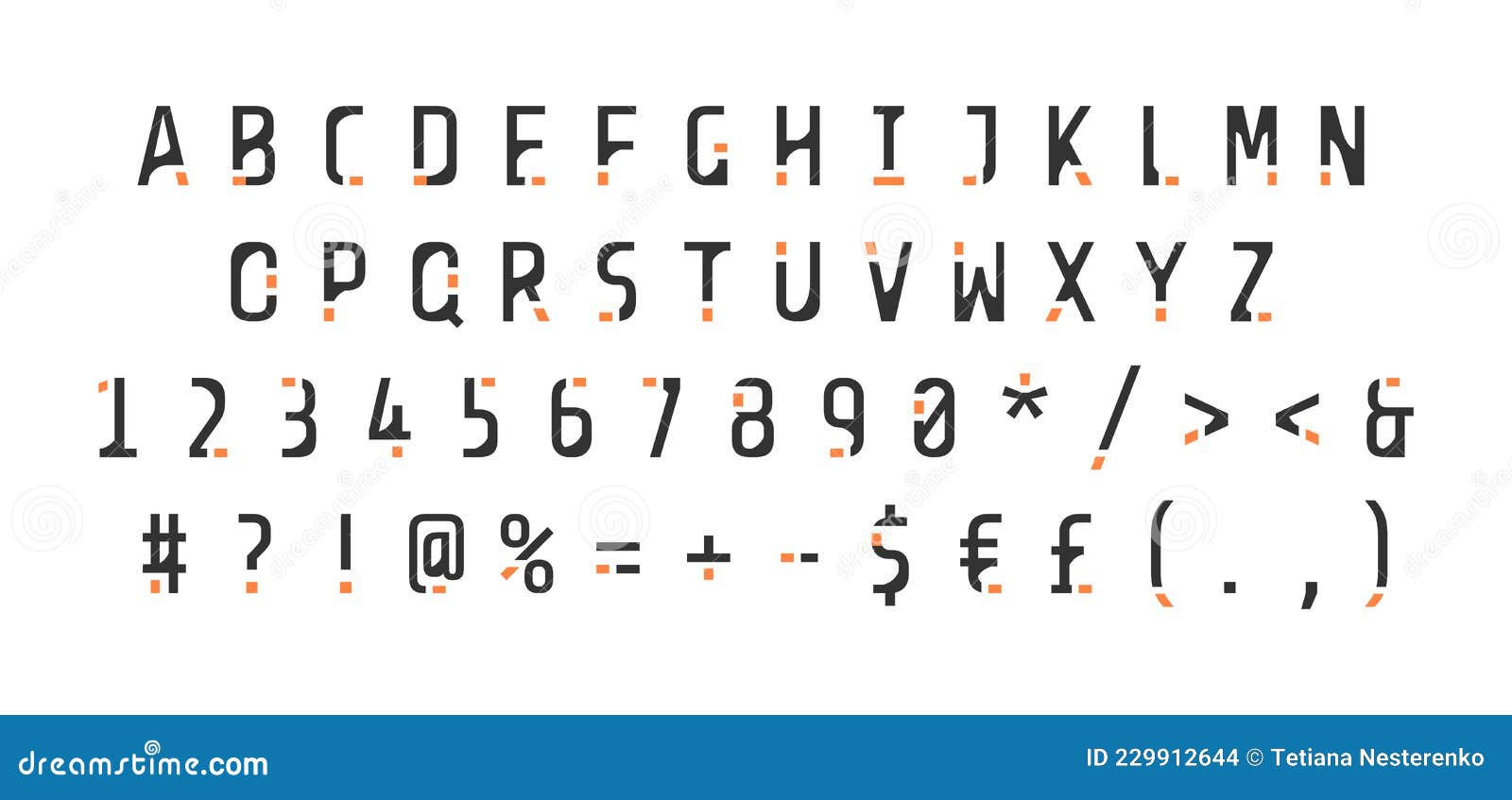 Bold Rounded Alphabet Set with Decor Stock Vector - Illustration of ...