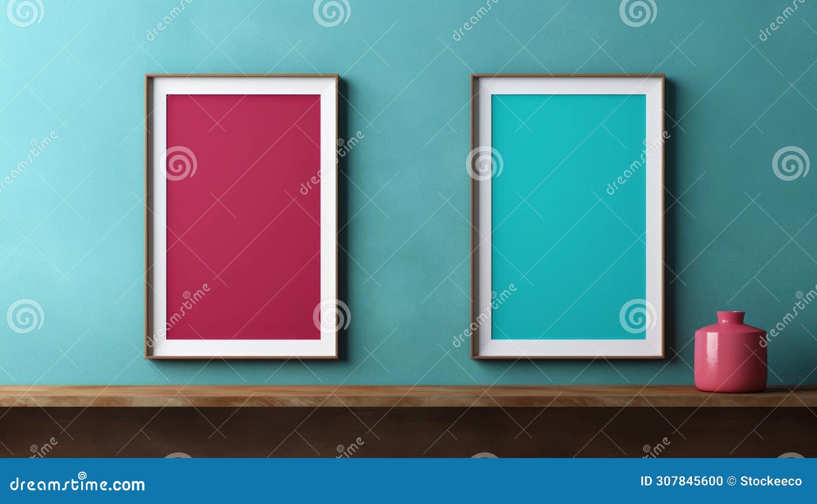 Bold and Rustic: Maroon Frame on Turquoise Mockup Stock Illustration ...