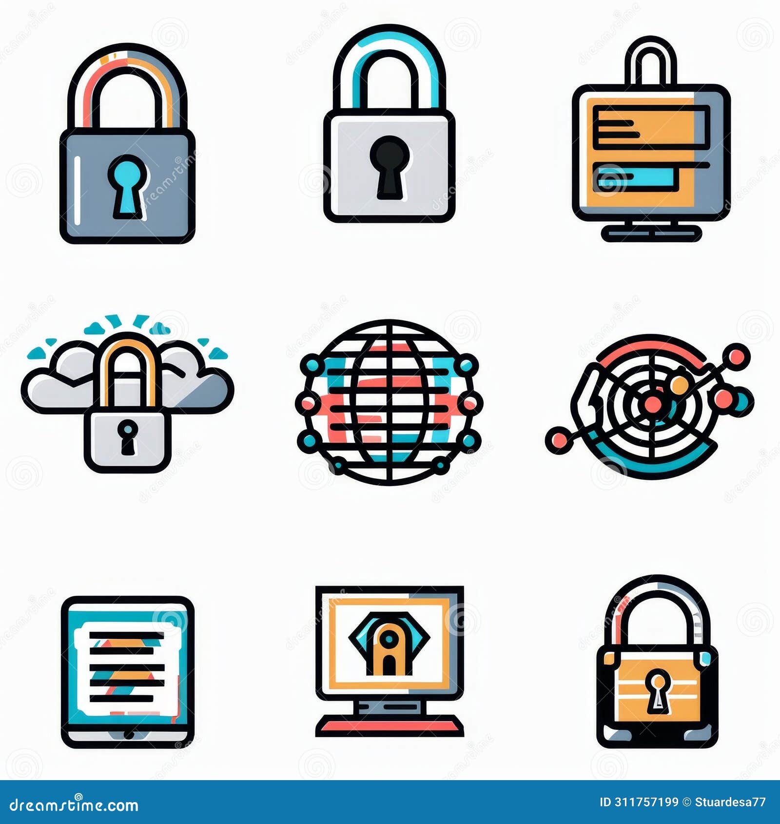 Bold Security Icons Pack stock illustration. Illustration of login ...