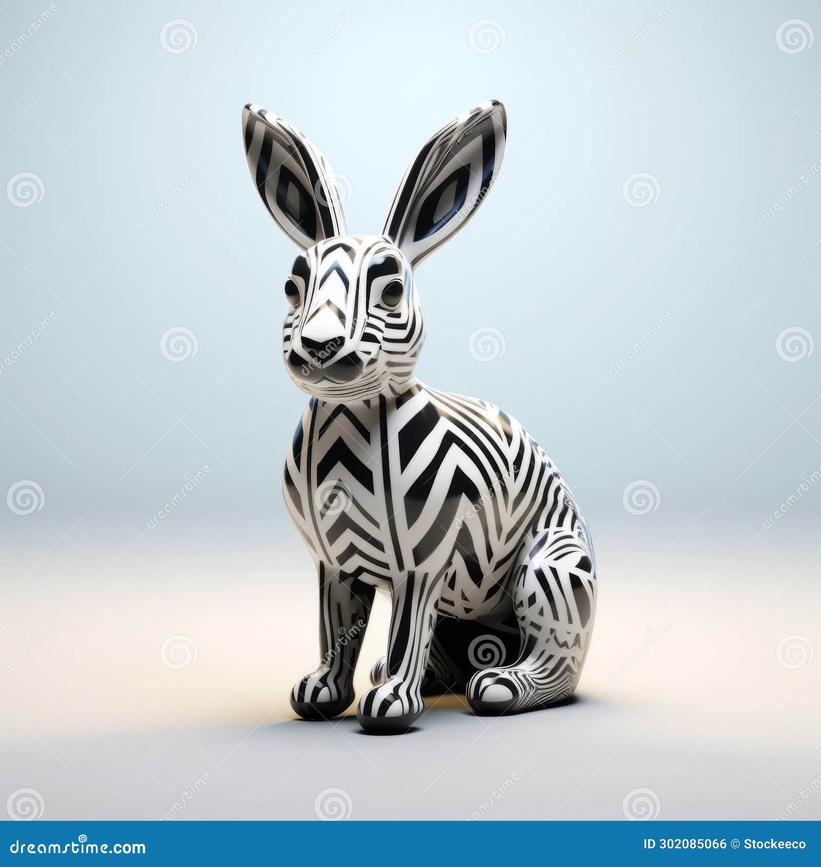 Bold and Shiny 3d Printed Zebra Rabbit with Ambiguous Forms Stock ...