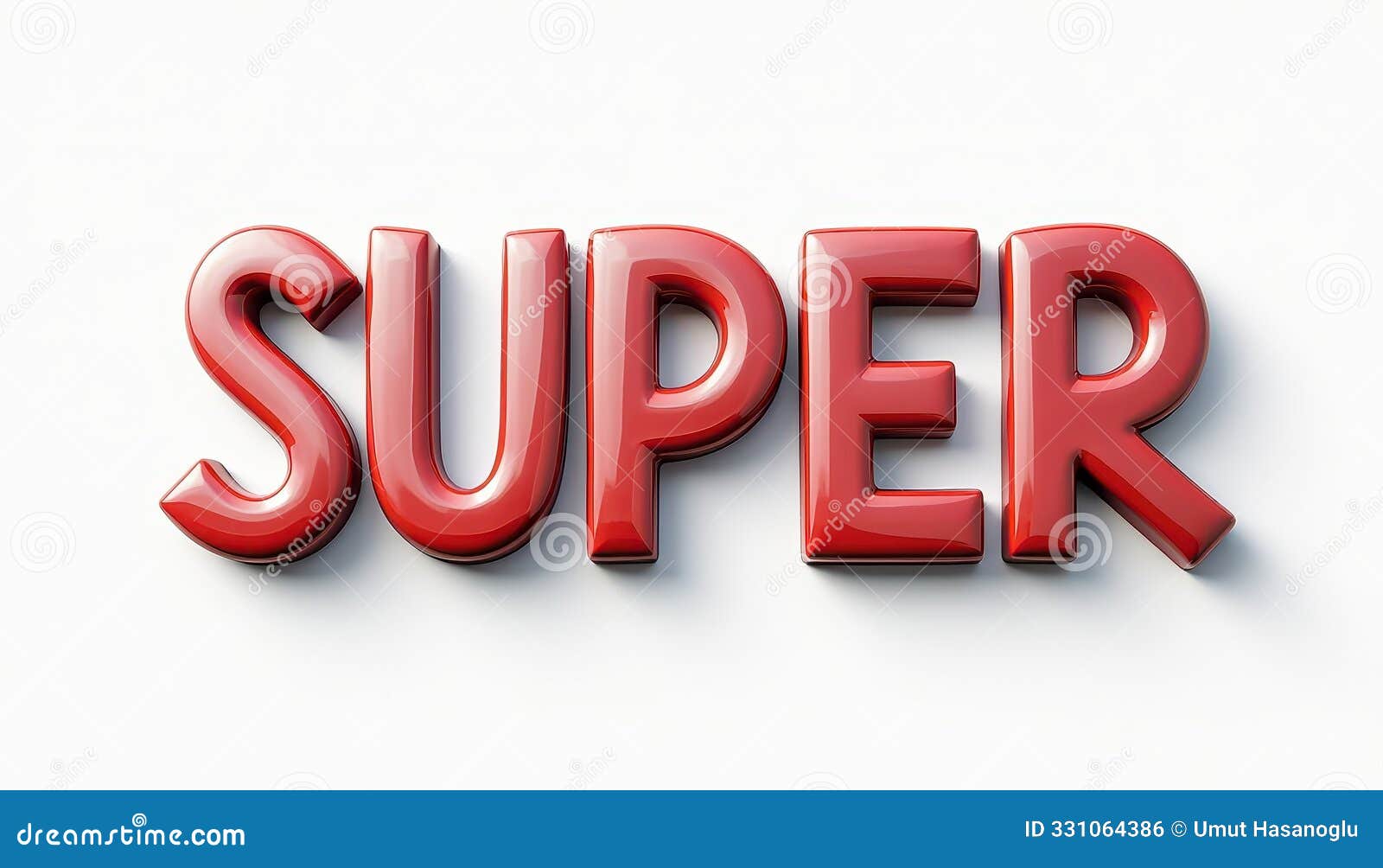 Bold and Shiny Red Text Displaying the Word SUPER on a White Background ...