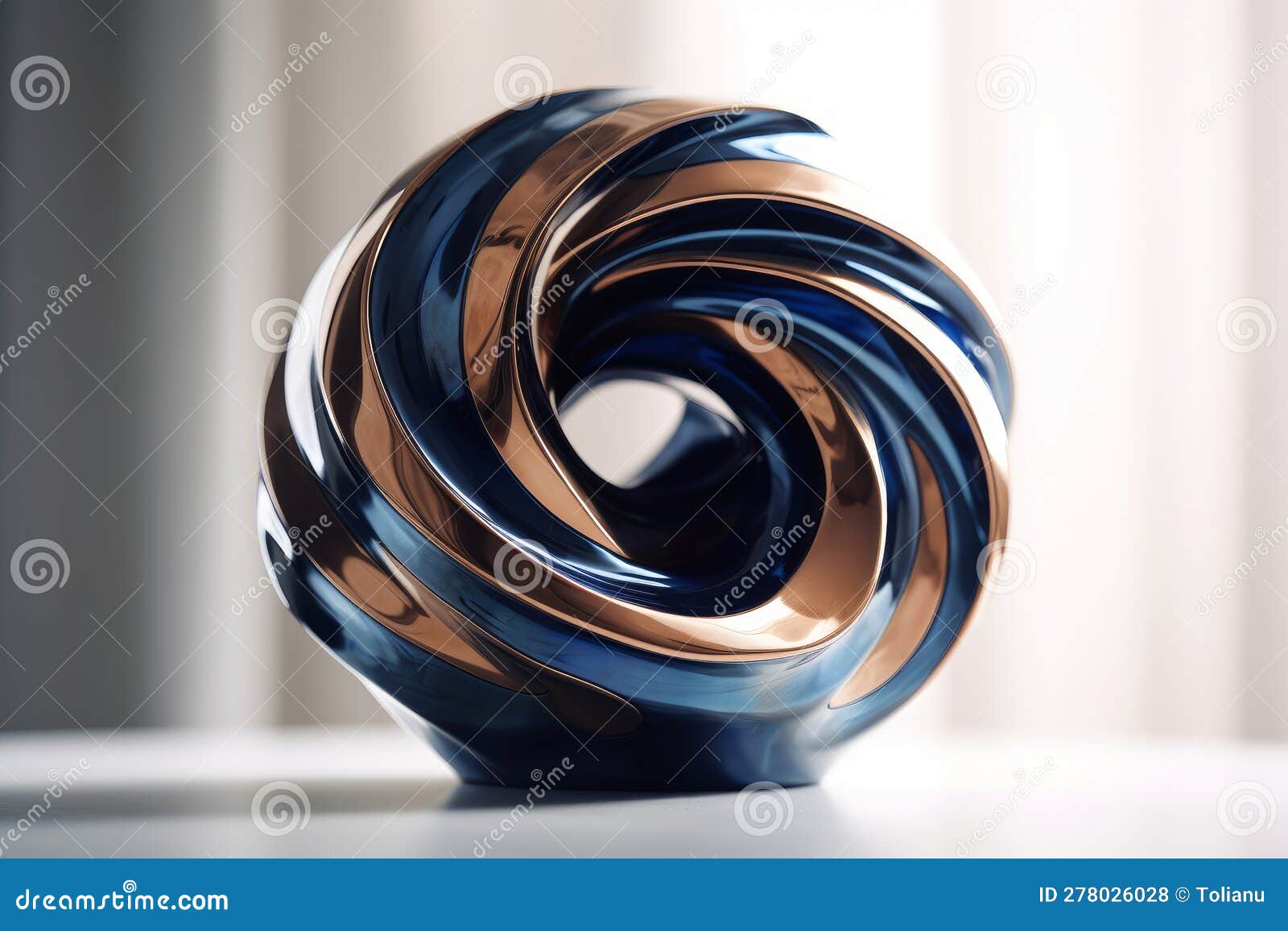 Twisted Waves of Burnished Copper & Deep Blue: Modern Minimalist 3D ...