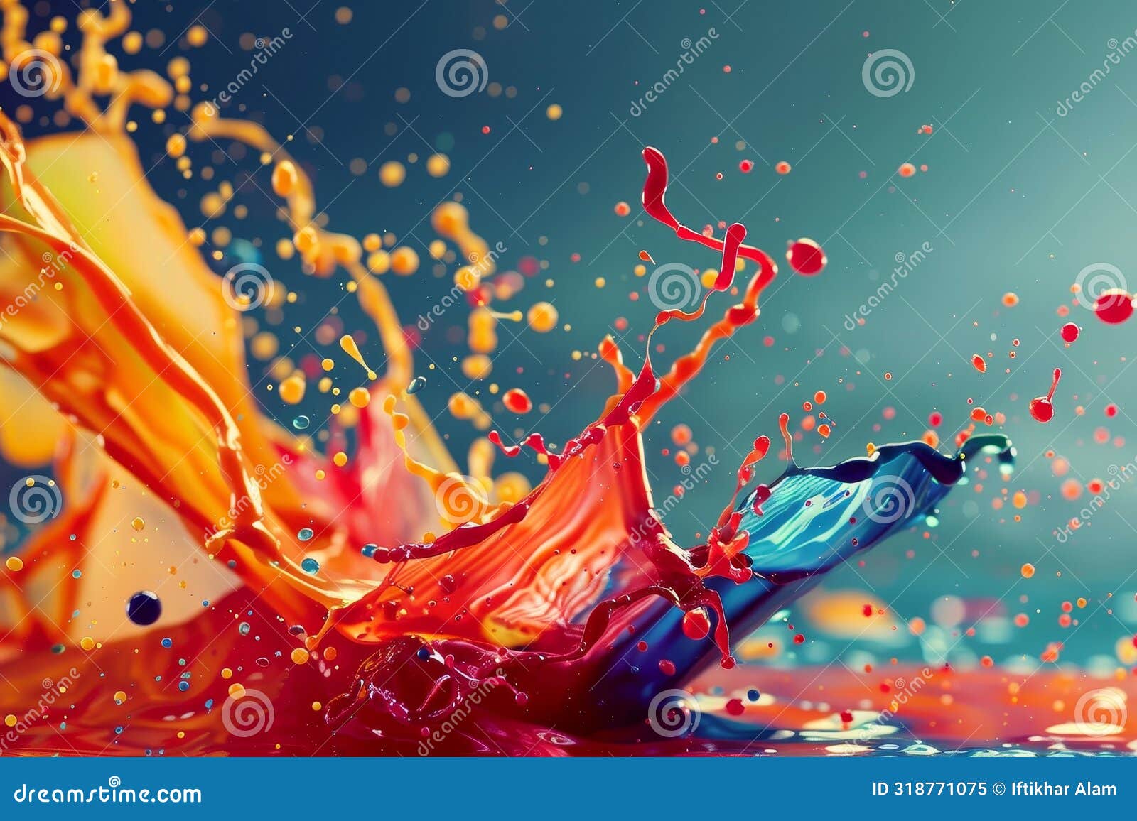 Bold Splashes of Color Mingle and Dance Across the Water Surface, Bold ...