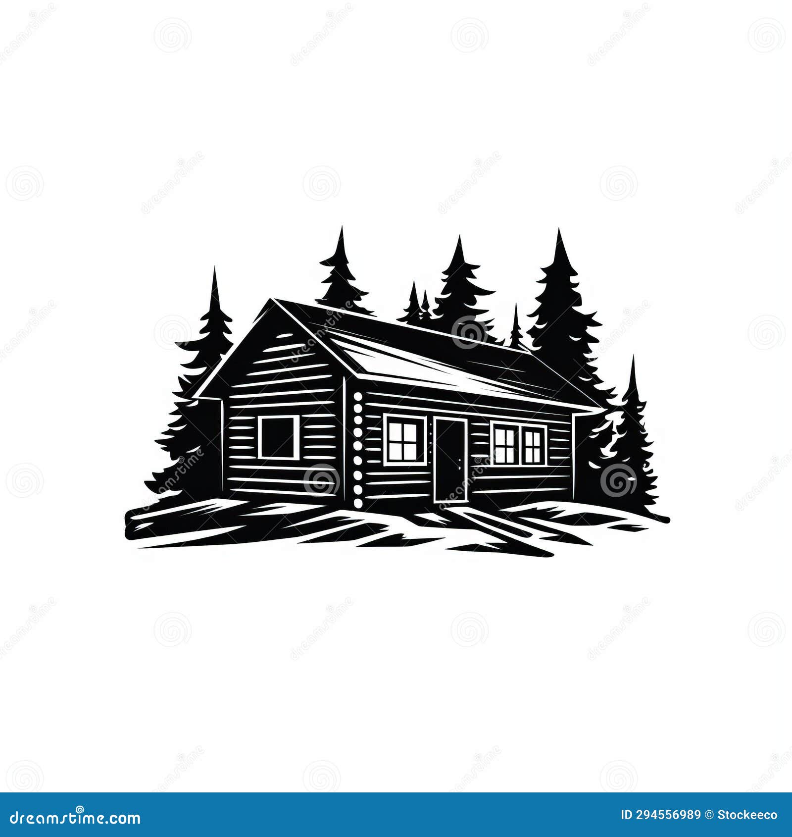 Bold Stencil Cabin Illustration Icon - Clean Vector Art | CartoonDealer ...