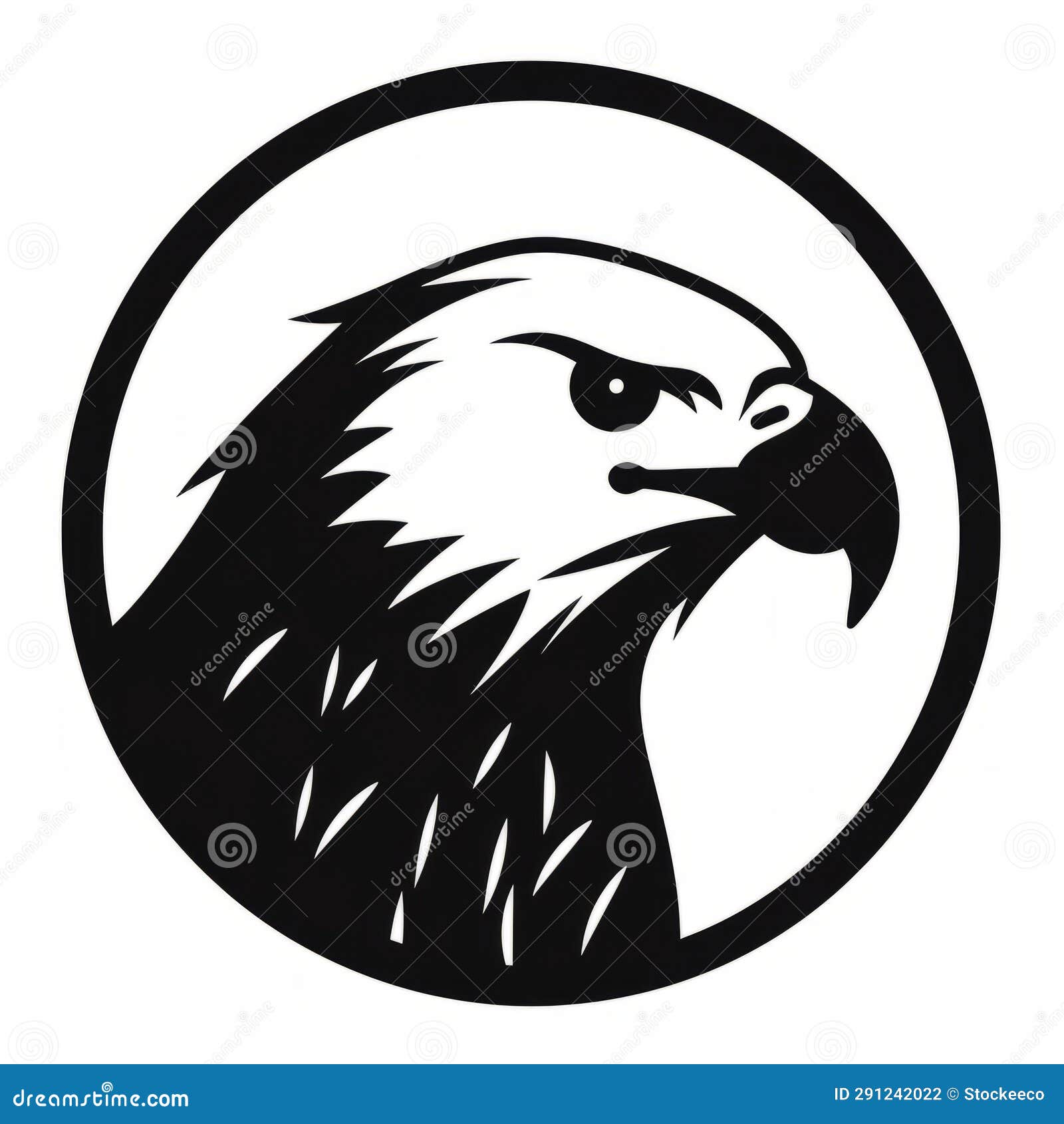 Bold Stencil Eagle Head in Circle: High Quality American Barbizon ...