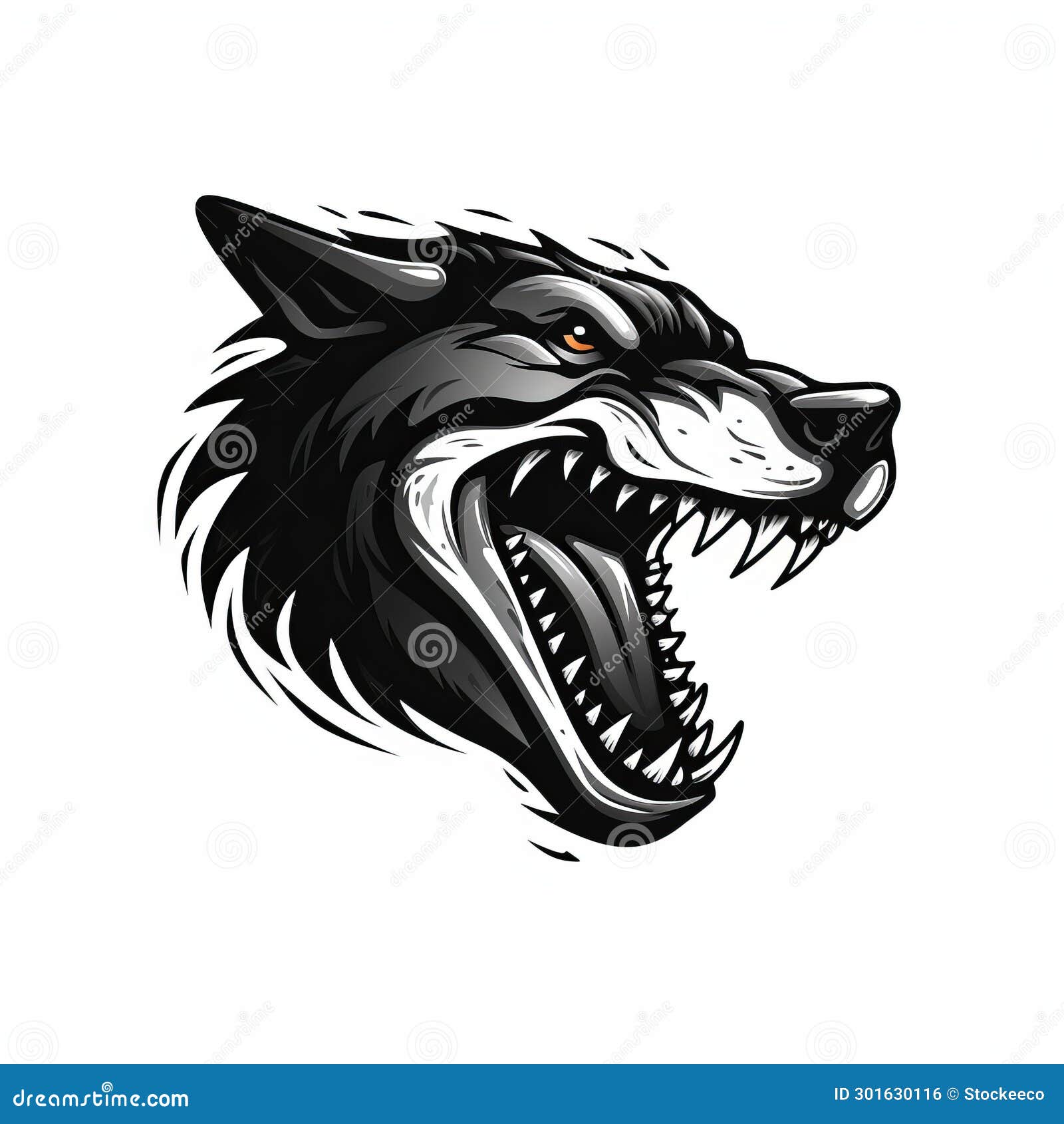Bold and Striking Black and White Wolf Head Logo Vector Illustration ...