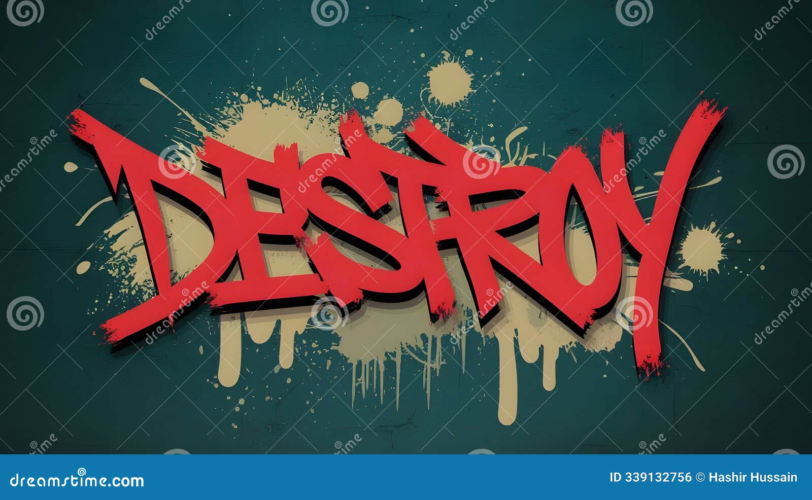 Graffiti Art Destroy Word Urban Street Art Design Stock Illustration ...