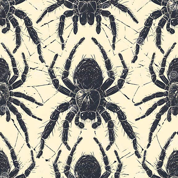 Black Tarantula Seamless Pattern Stock Illustration - Illustration of ...
