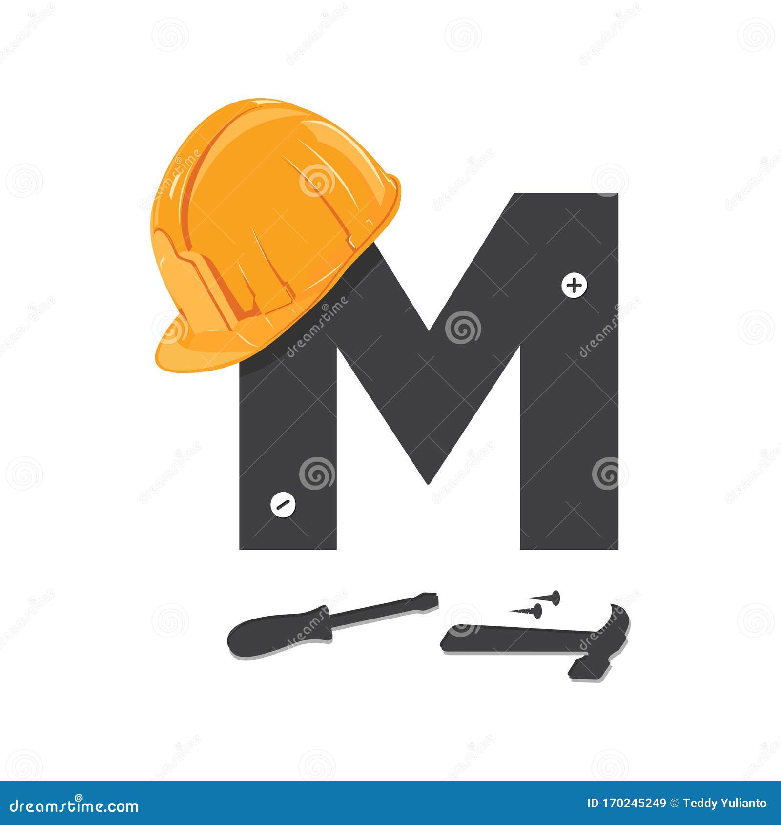 Initial Letter M Construction Logo Stock Vector - Illustration of ...