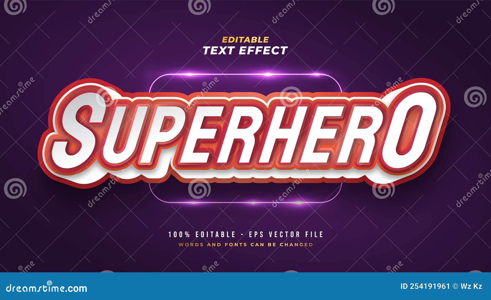 Bold Superhero Text Style in Red and White with 3D Embossed Effect ...