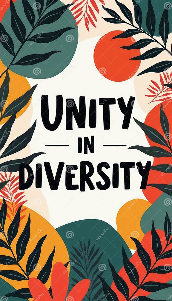 Bold Text Proclaiming Unity in Diversity Surrounded by Vibrant Foliage ...