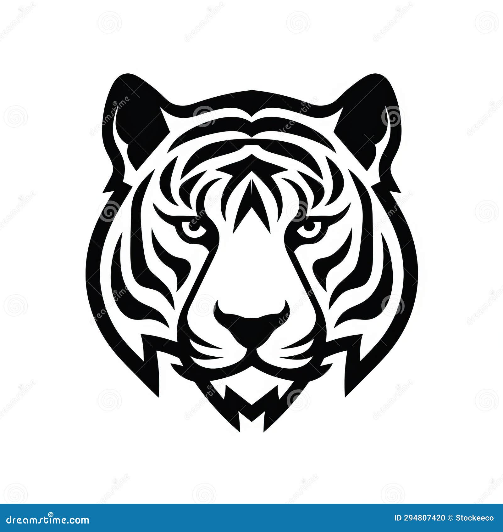 Bold Tiger Head Iconography on White Background Stock Illustration ...