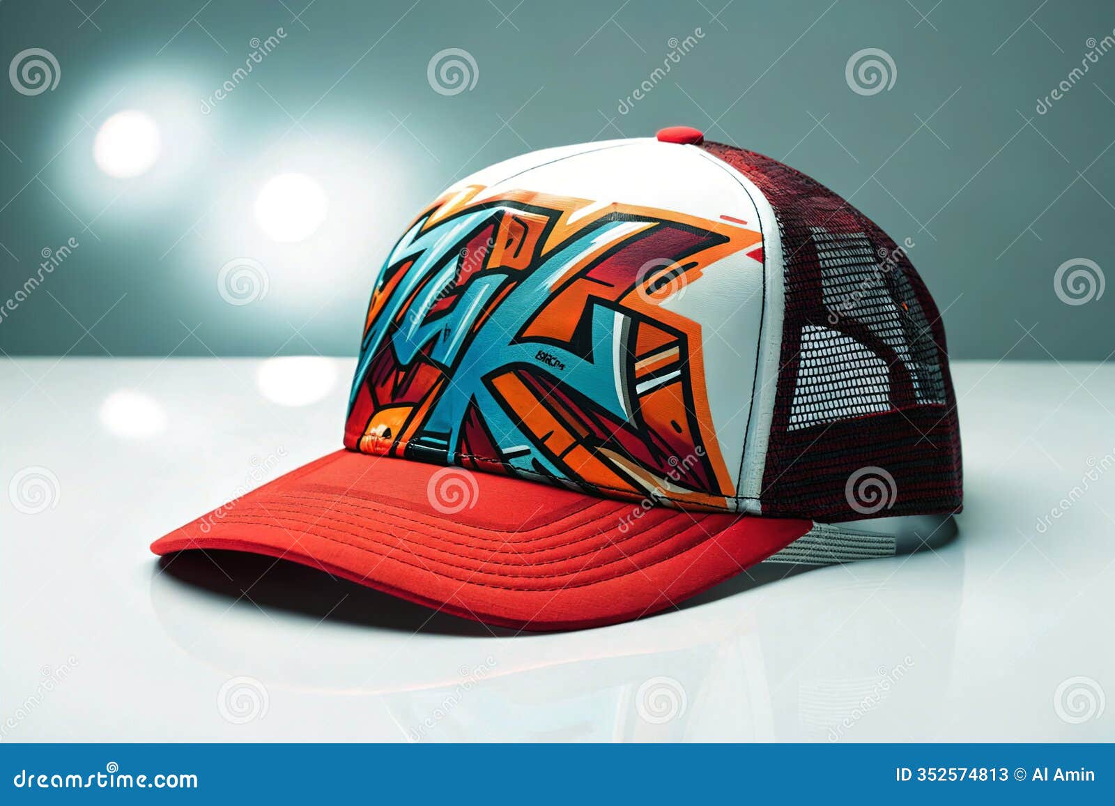 Bold Trucker Hat with Graffiti-Style Design Stock Illustration ...