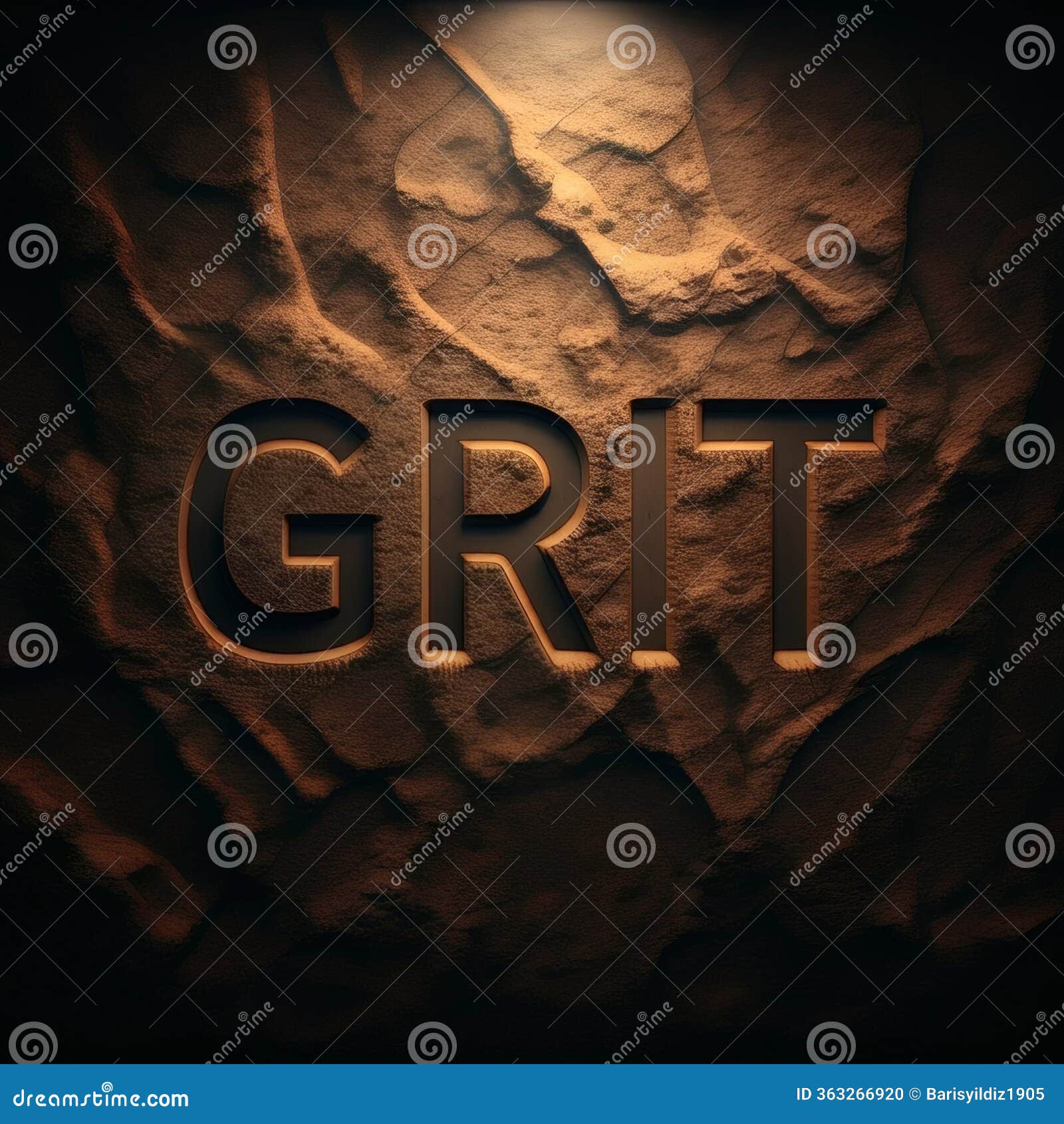 A Bold Typography Design of the Word Grit Engraved into a Rough Stone ...