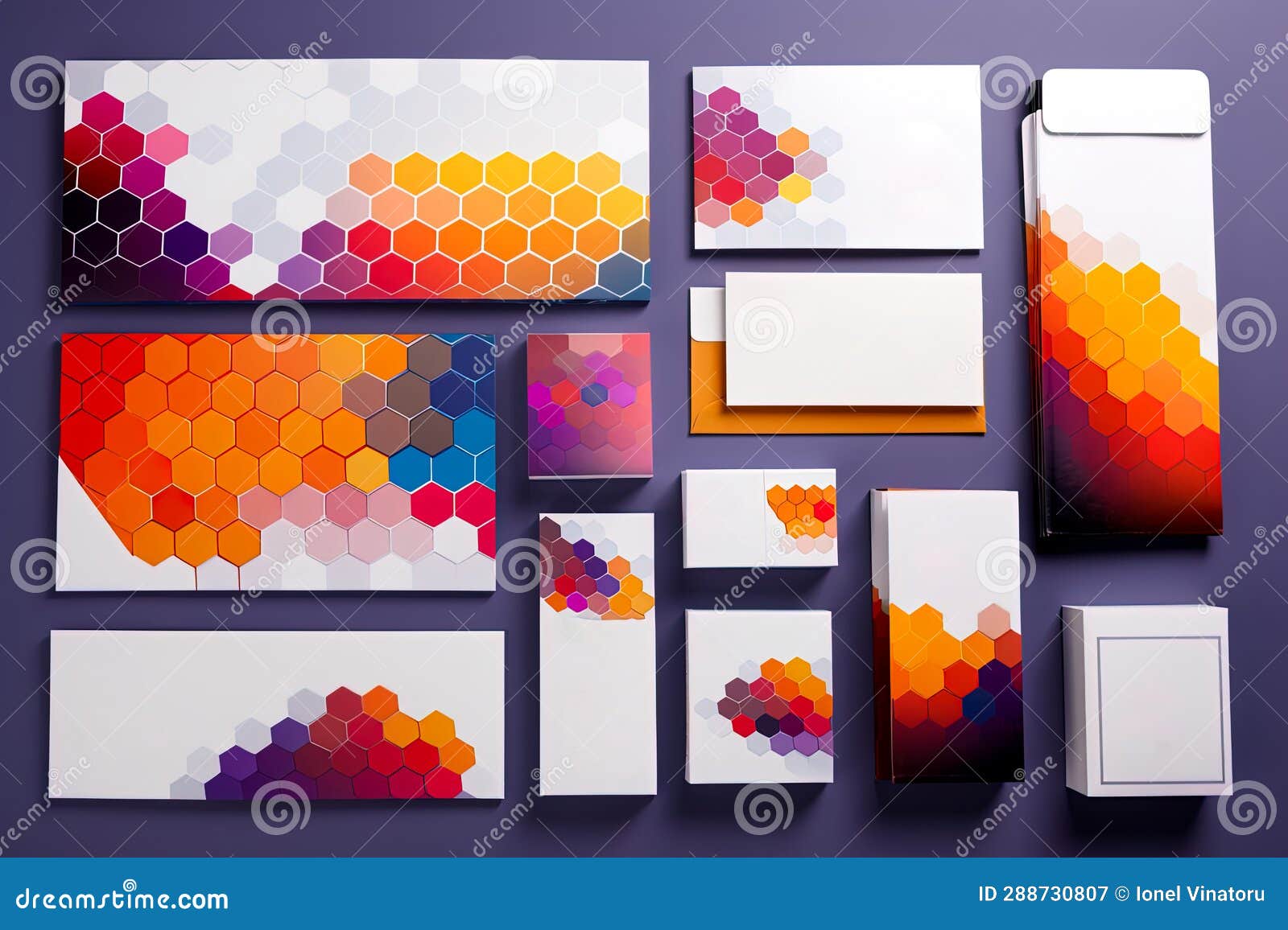 Bold and Vibrant Business Cards and Packaging Visual Mock Up Stock ...