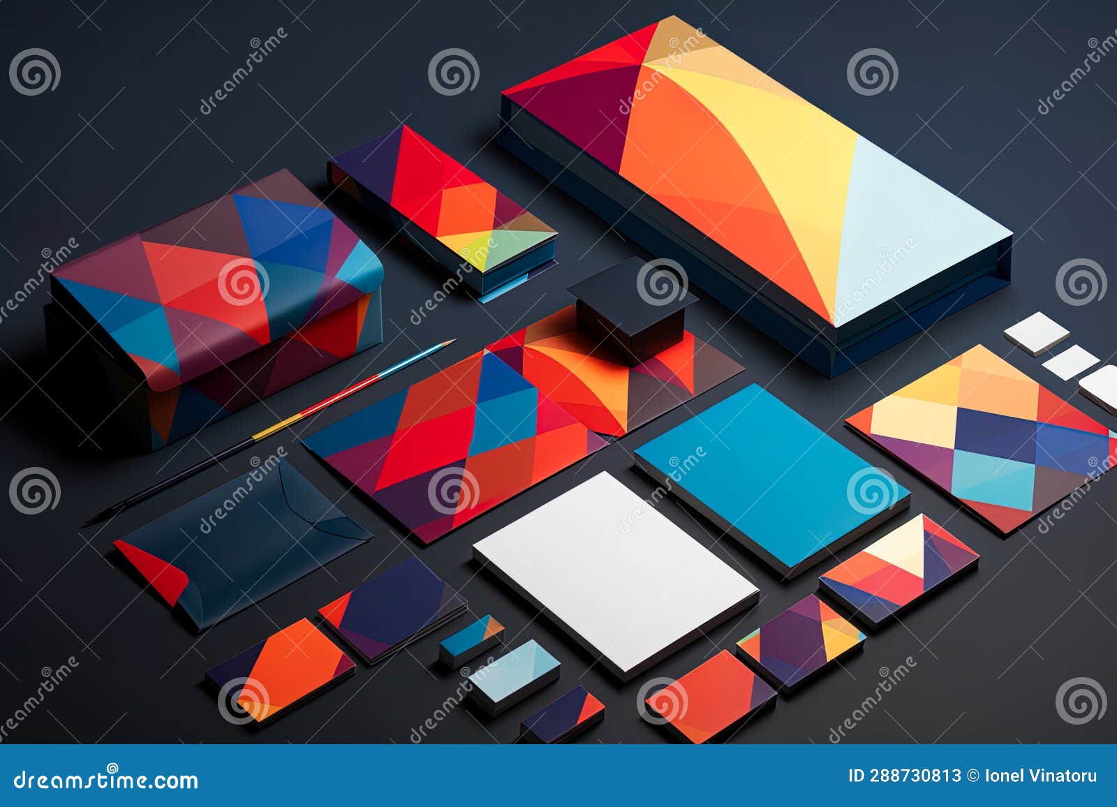 Bold and Vibrant Business Cards and Packaging Visual Mock Up Stock ...