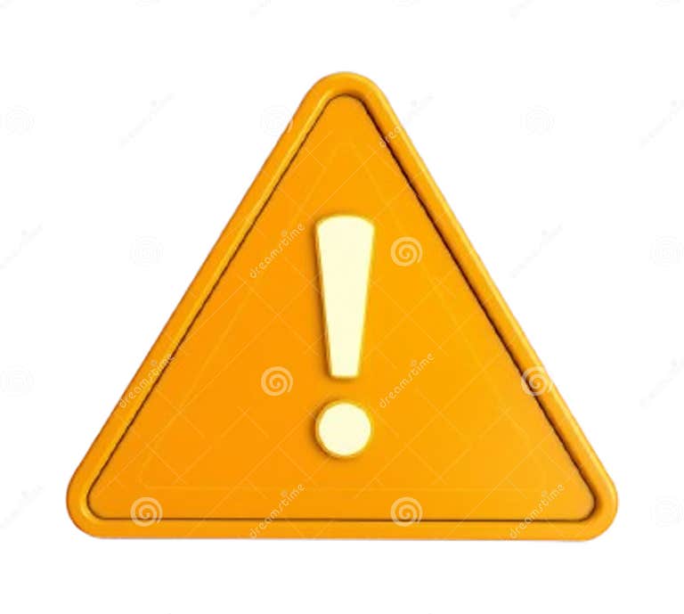 A Bold, Vibrant 3D Caution Symbol Featuring a Triangular Shape Stock ...