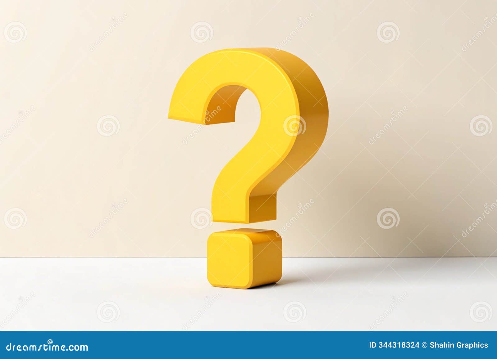 3d Realistic Yellow Question Mark Illustration Stock Illustration ...