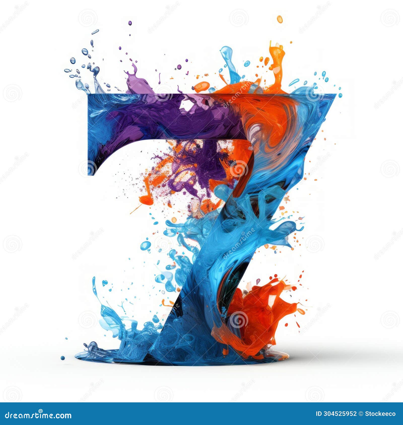 Colorful Abstract Expression of Number Seven on White Background Stock ...