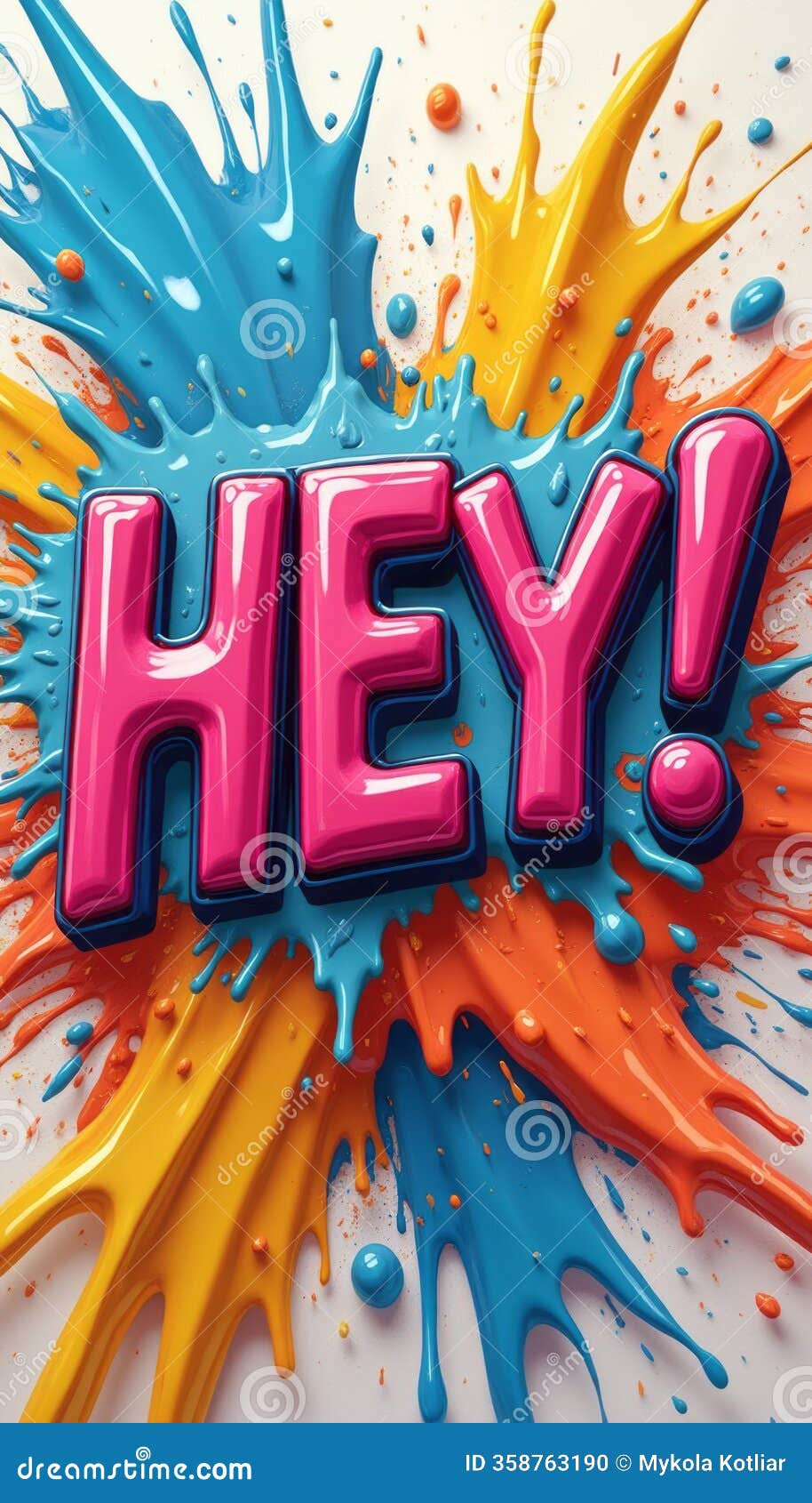 Bold and Vibrant HEY Splash Art Stock Photo - Image of creativity ...