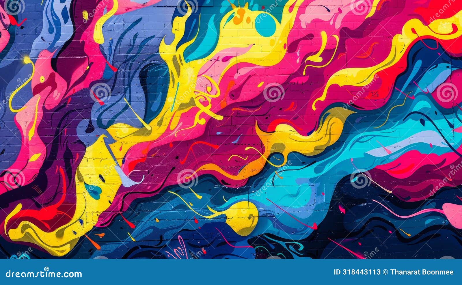 Bold, Vibrant Mural with Stunning Visual Impact, Ai Generated Stock ...