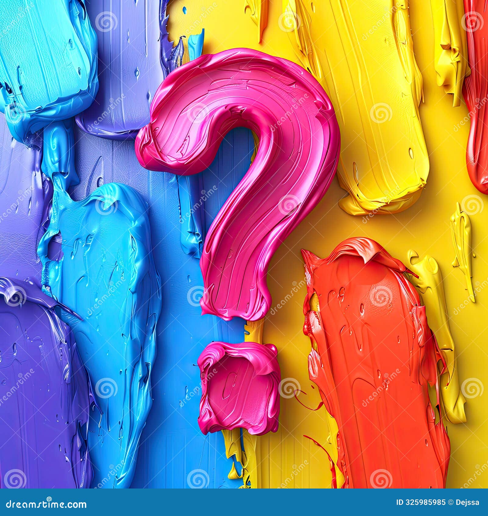 A Bold and Vibrant Question Mark Surrounded by Splashes of Colorful ...