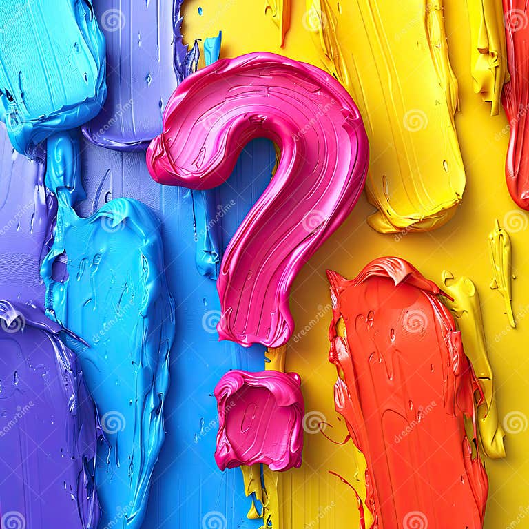 A Bold and Vibrant Question Mark Surrounded by Splashes of Colorful ...