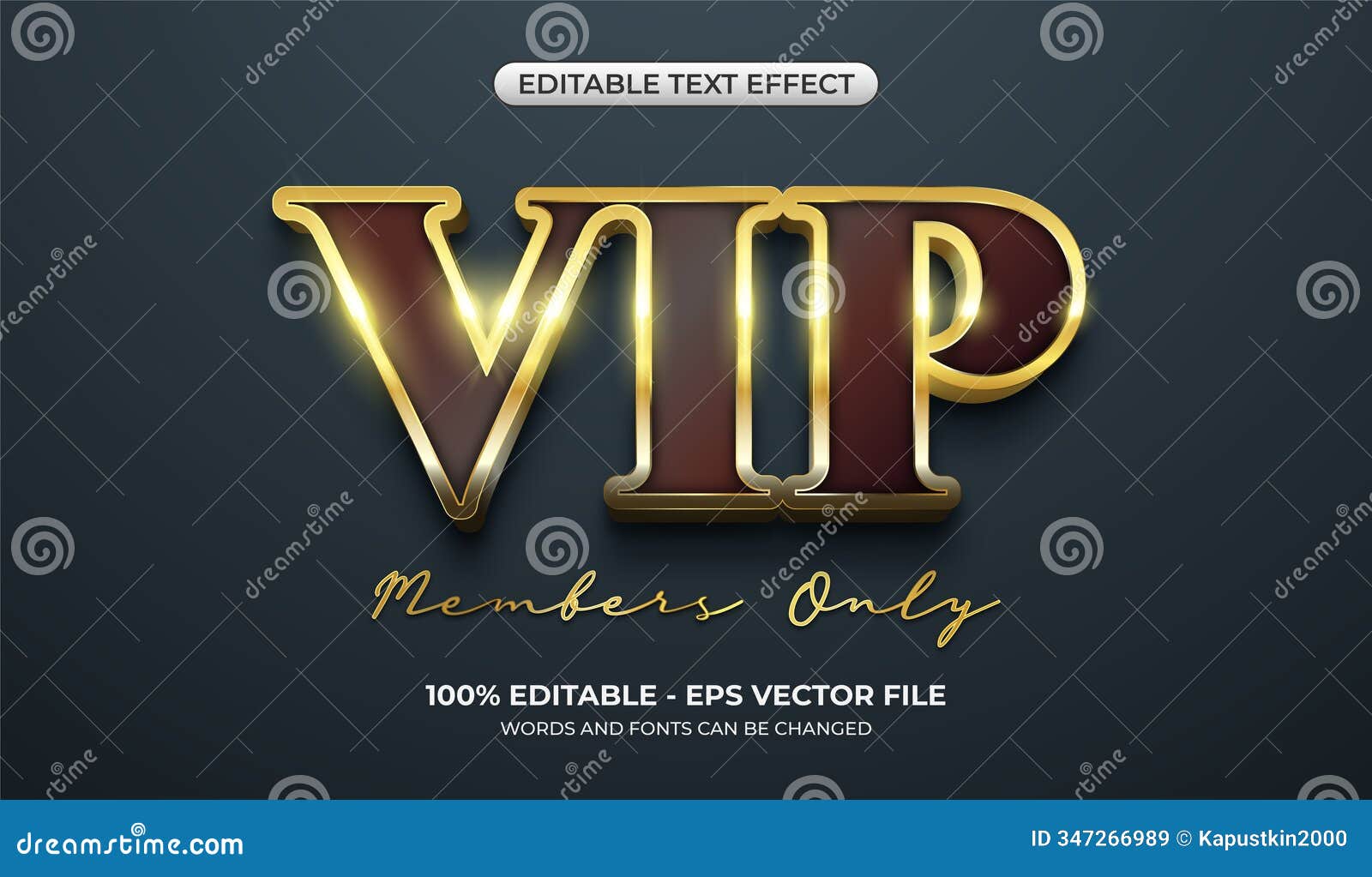 Bold VIP Text Effect with Editable Realistic Shiny Gold Border. 3d Text ...