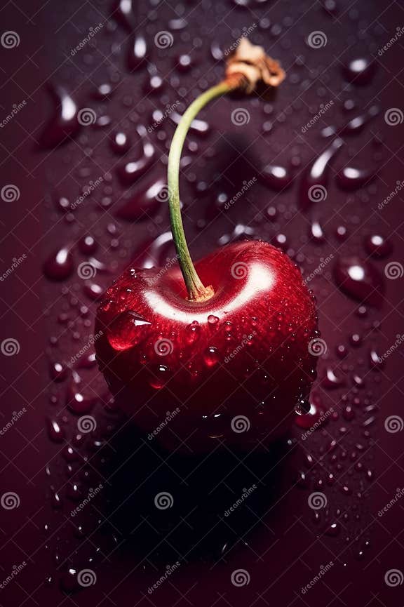 Cinematic Cherry with Water Splashes Stock Illustration - Illustration ...