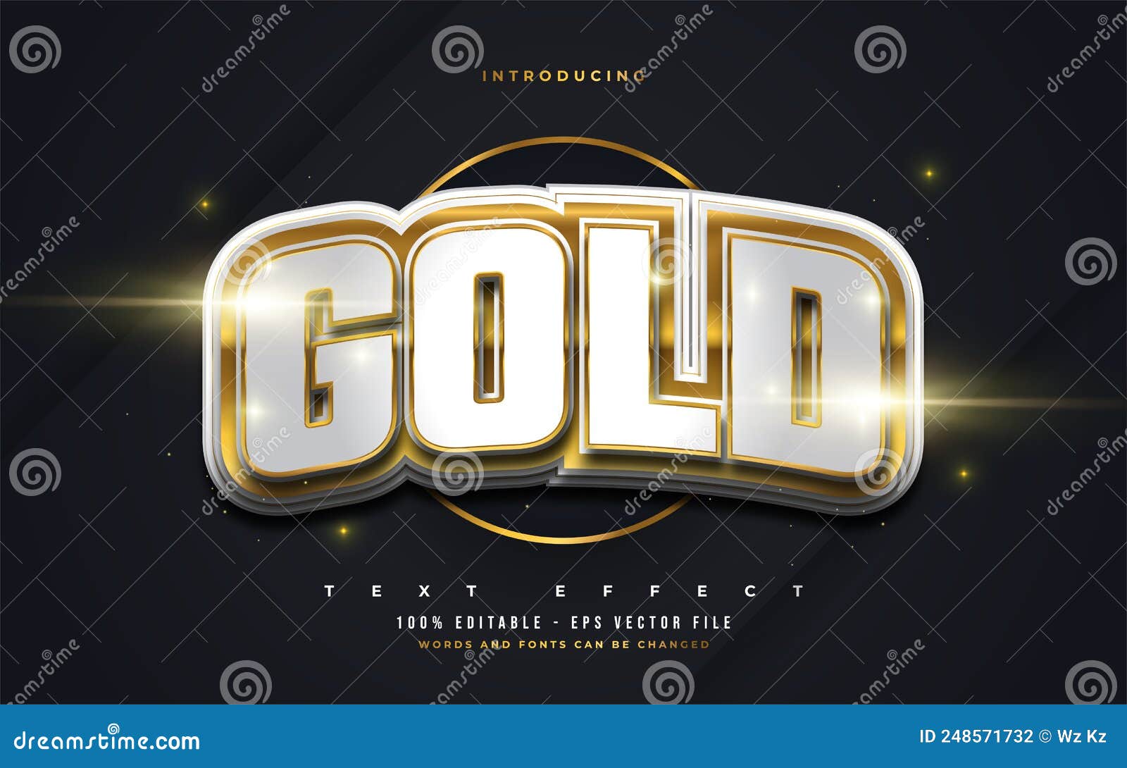 Bold White and Gold Text Style with 3D Embossed Effect. Editable Text ...
