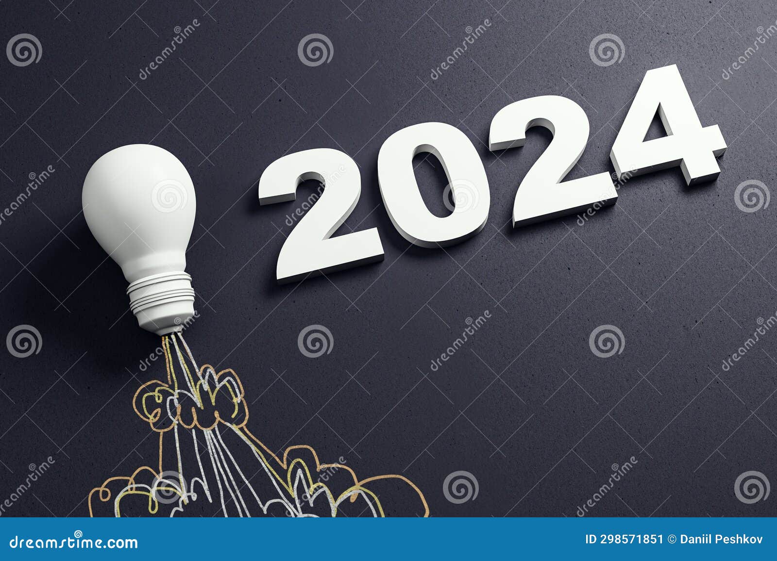 2024 in Bold White Letters with a Glowing Lightbulb, Depicting ...