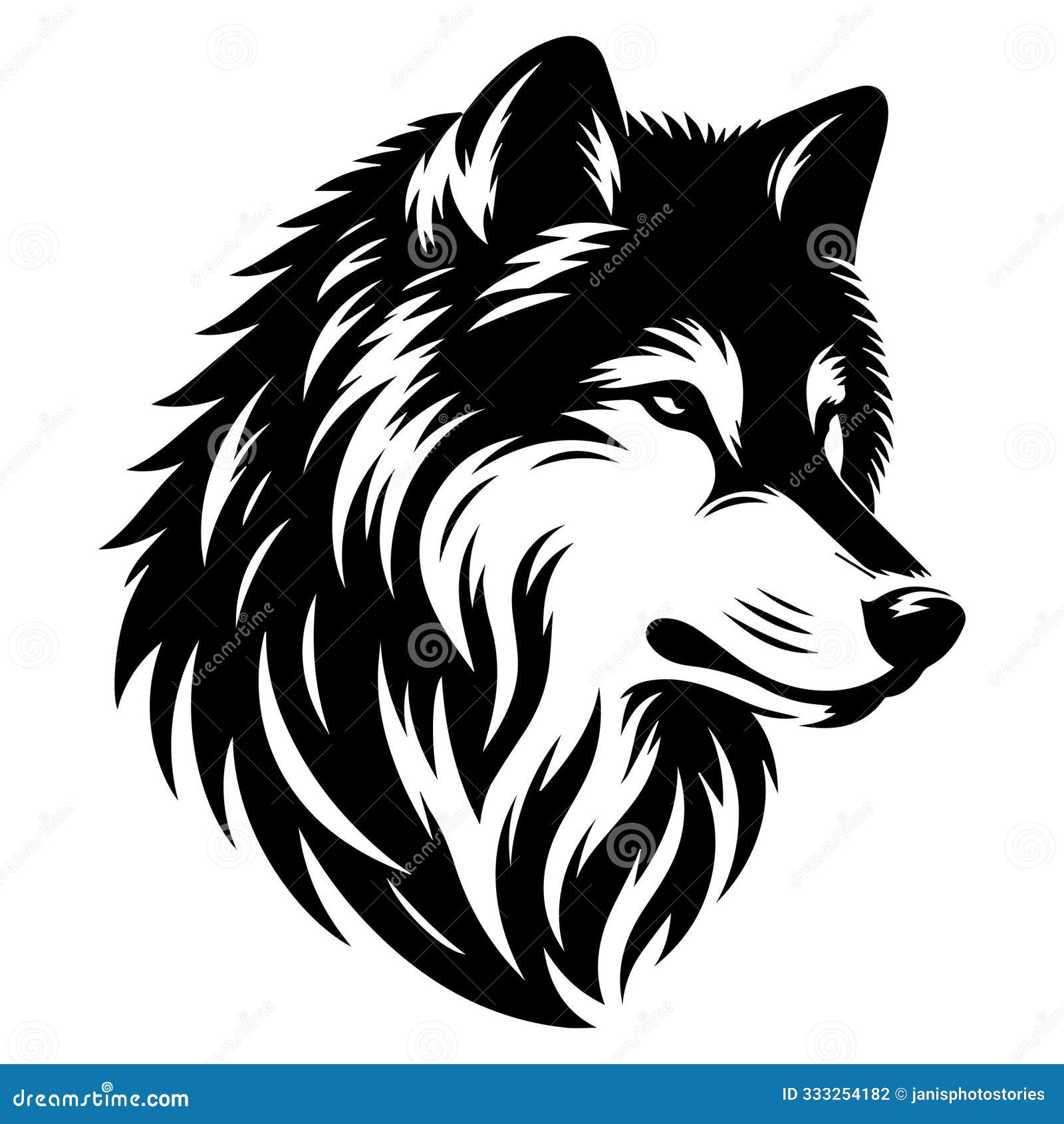 Bold Wolf Tattoo Vector Illustration With Serene Faces Royalty-Free ...